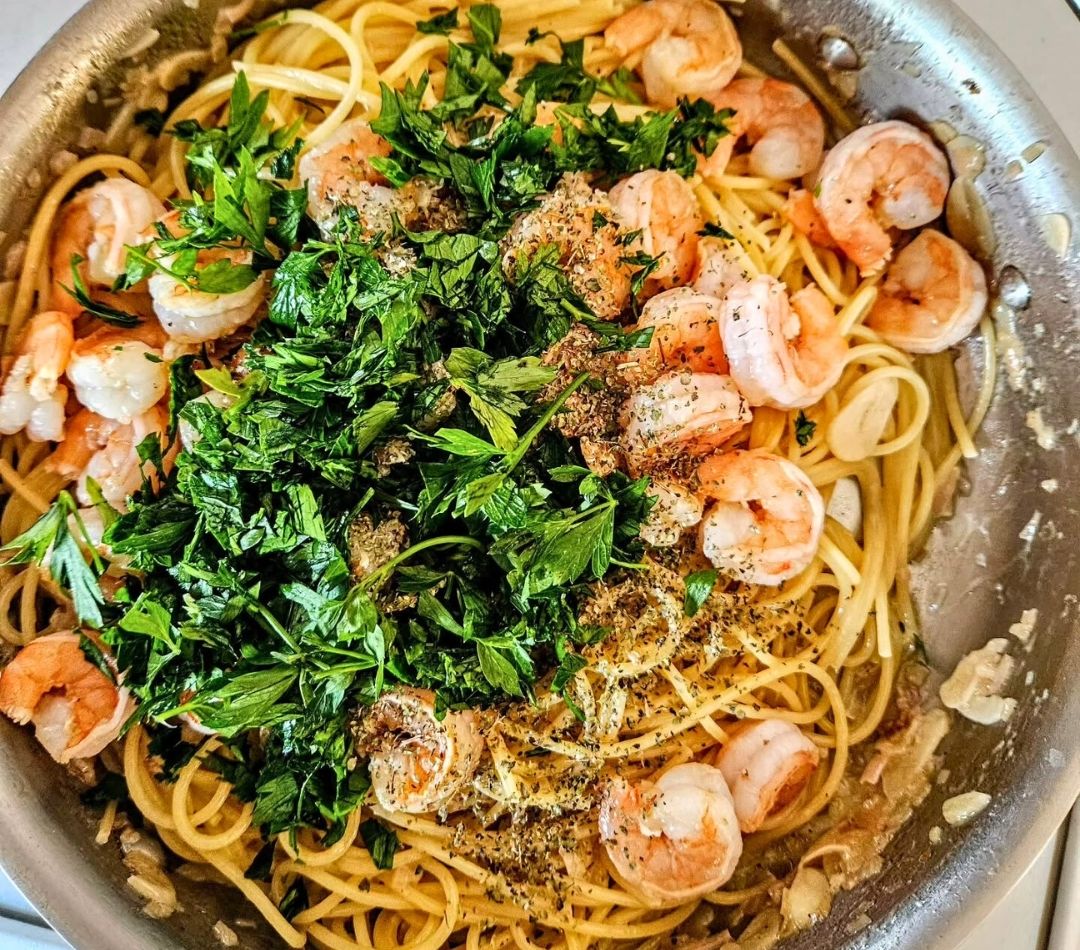 Garlic Butter Shrimp Scampi 🍤 | Lemony Herb Pasta with Shell-Infused Broth